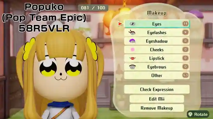 Miipedia - Popuko (Pop Team Epic) (face changes but it might be broken ...