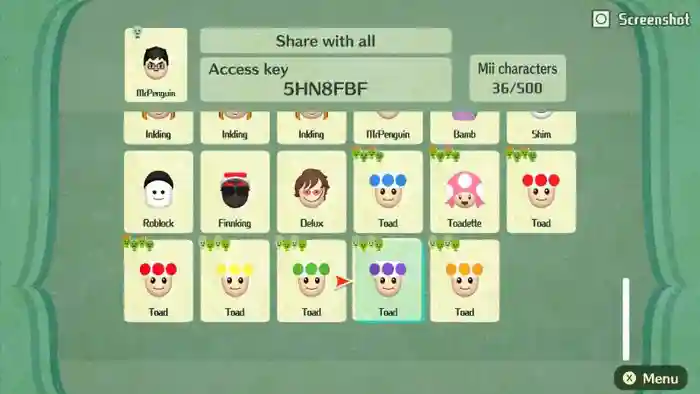 Miipedia - Toad Mii Colors [MrPenguin]